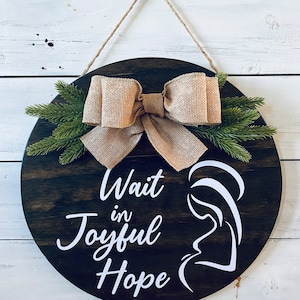 Advent Wait in Joyful Hope Catholic Door Hanger Door Sign- Catholic ...