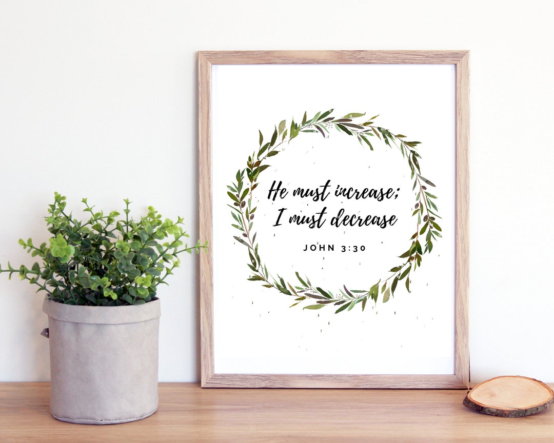 John 3:30 Printable Print- He Must Increase, I Must Decrease- St John the Baptist- Christian ...