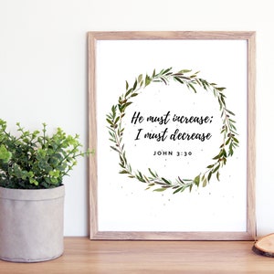 John 3:30 Printable Print- He Must Increase, I Must Decrease- St John the Baptist- Christian ...