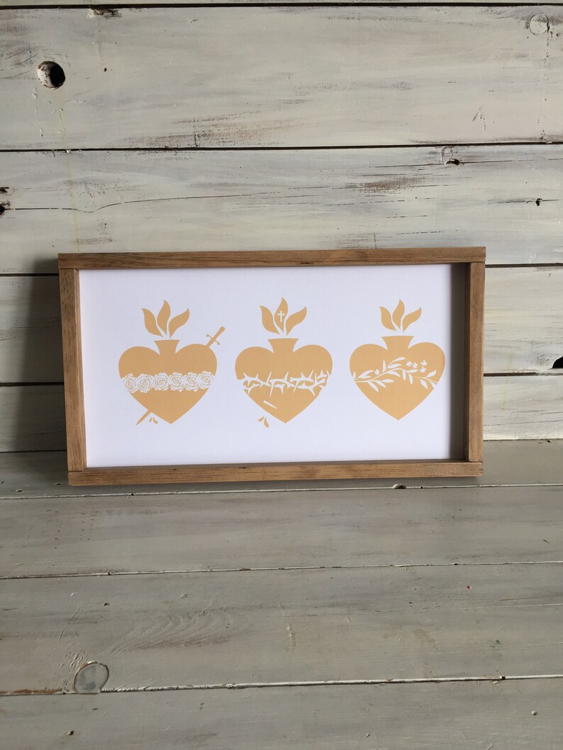 Sacred Heart Wall Art Three Sacred Hearts of the Holy Family | Etsy