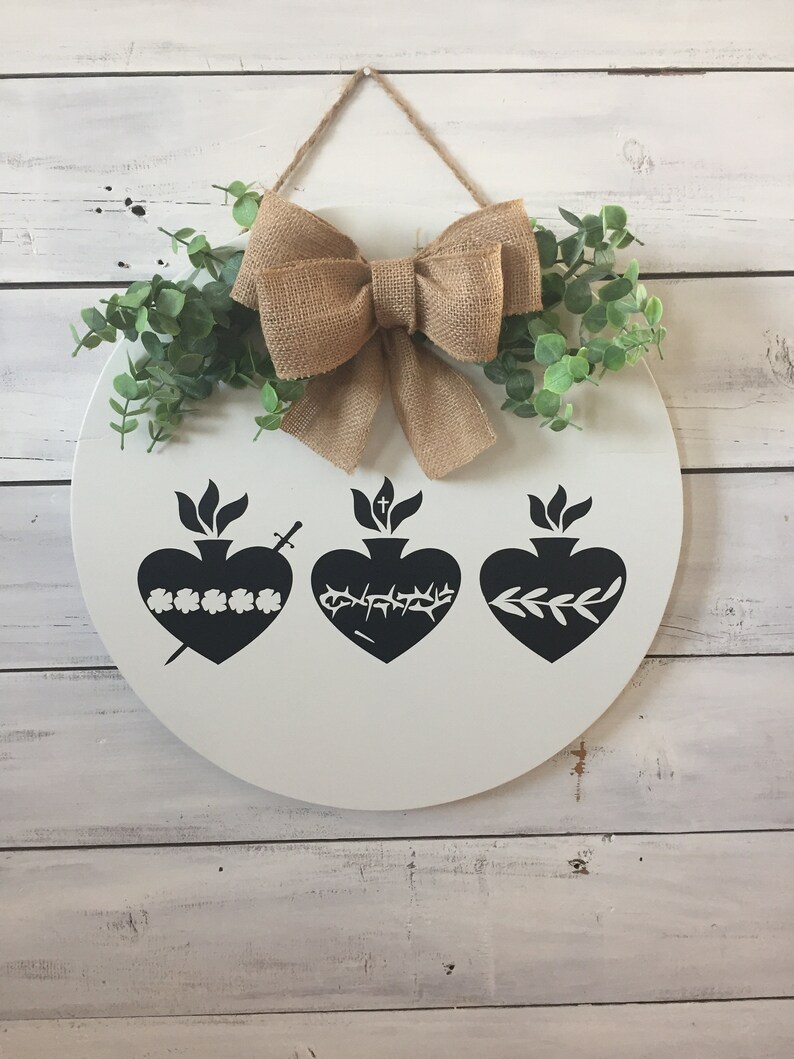 Sacred Heart Holy Family Catholic Door Hanger Door Sign- Sacred Heart ...