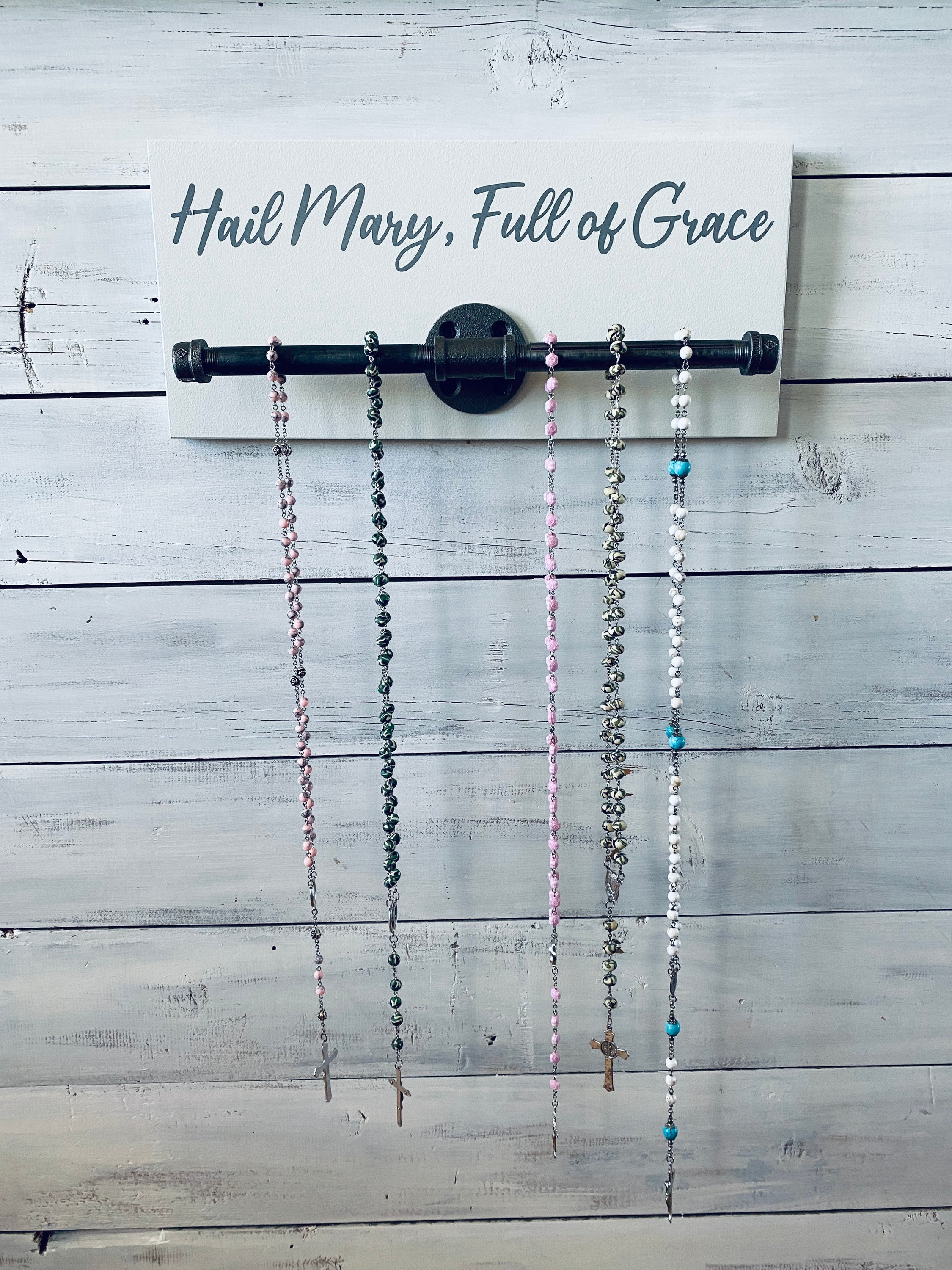 Rosary Wall Hanger - Rosary Wall Holder- Rosary Display Hail Mary ...