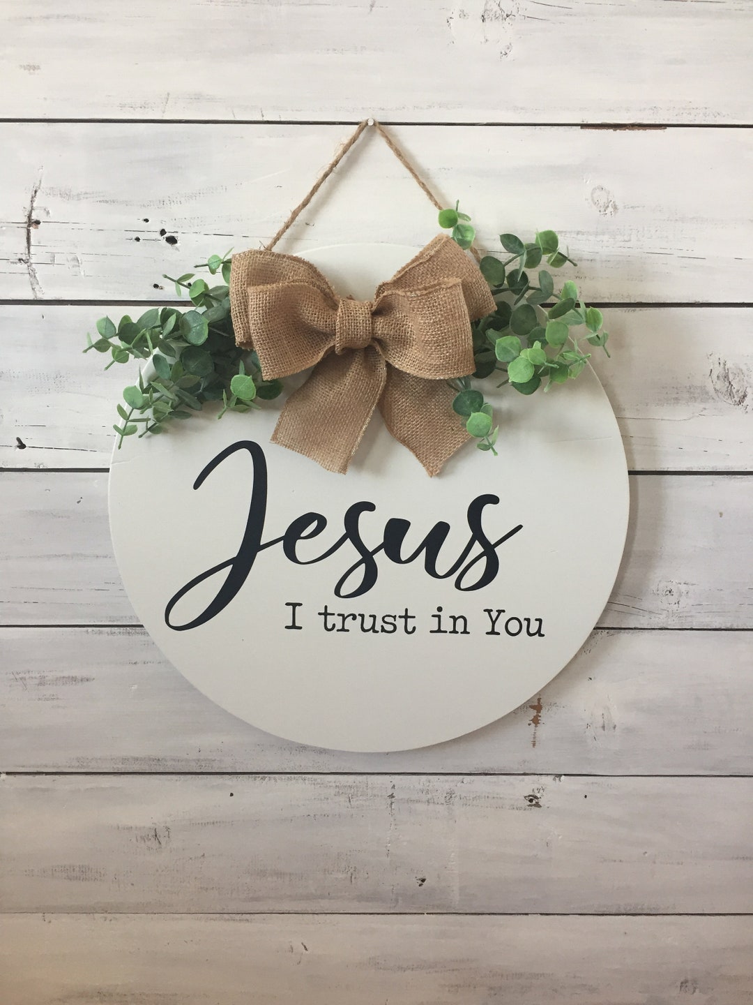 Jesus I Trust in You Catholic Door Hanger Door Sign- Divine Mercy Wood ...