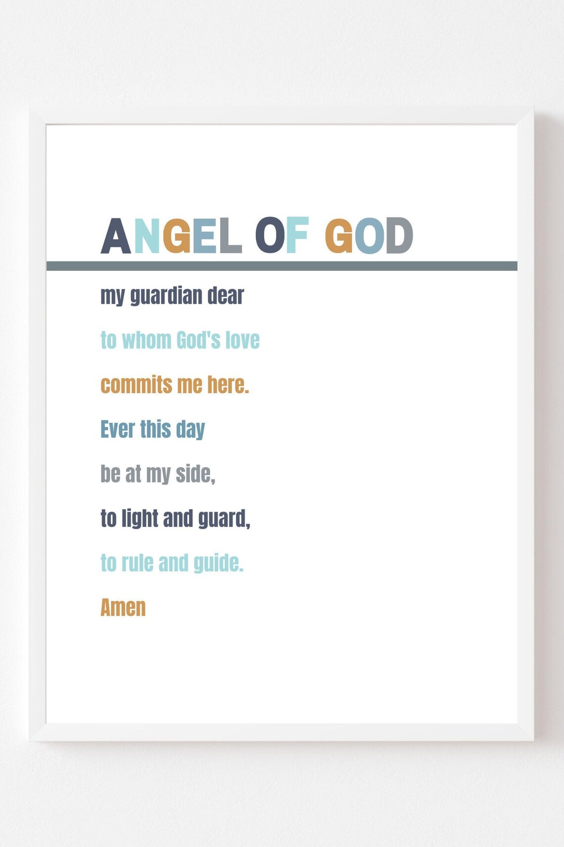 CATHOLIC KIDS PRINTABLE -guardian Angel Prayer Kids Print- Angel of God ...