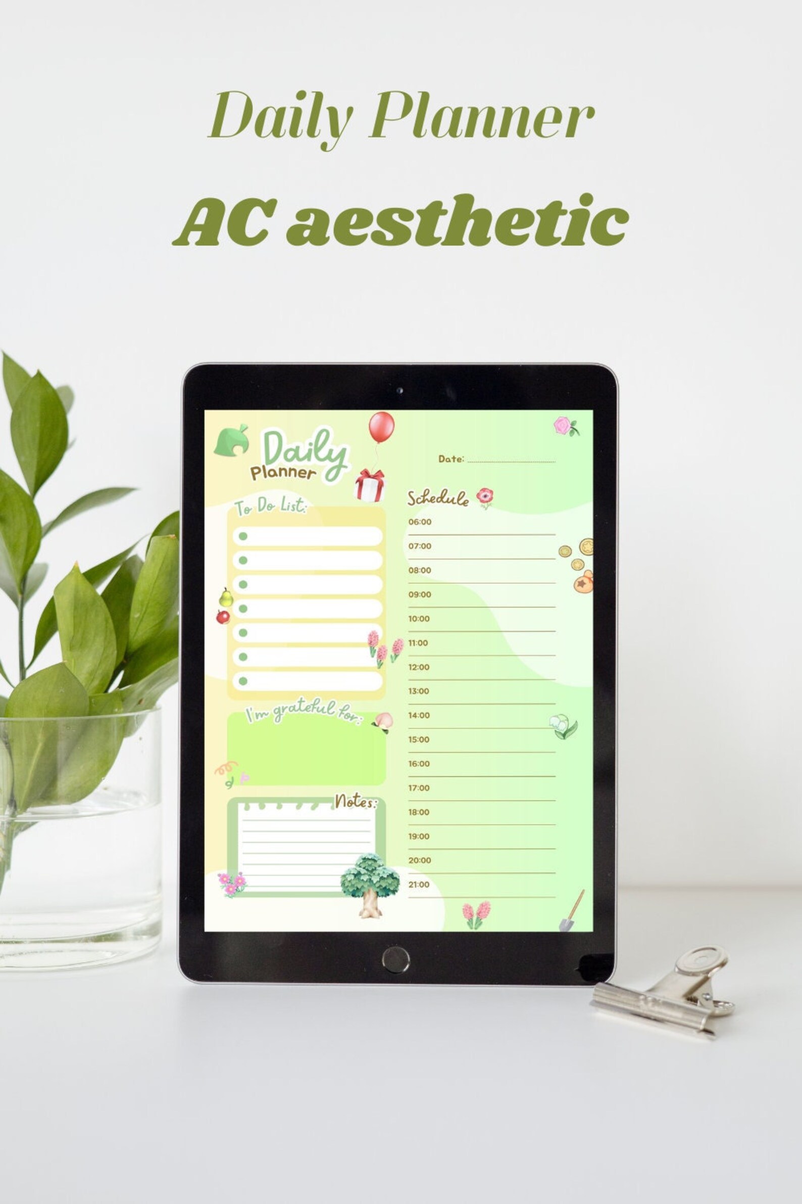 Daily Planner Printable AC Aesthetic Instant Download Daily - Etsy