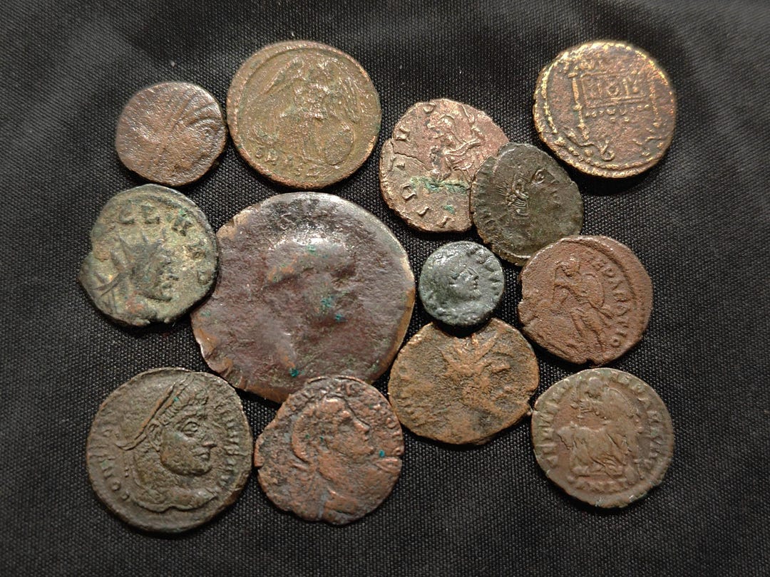 Ancient Roman Bronze Coins Artifact 300A.D. Authentic 1600 Years ...