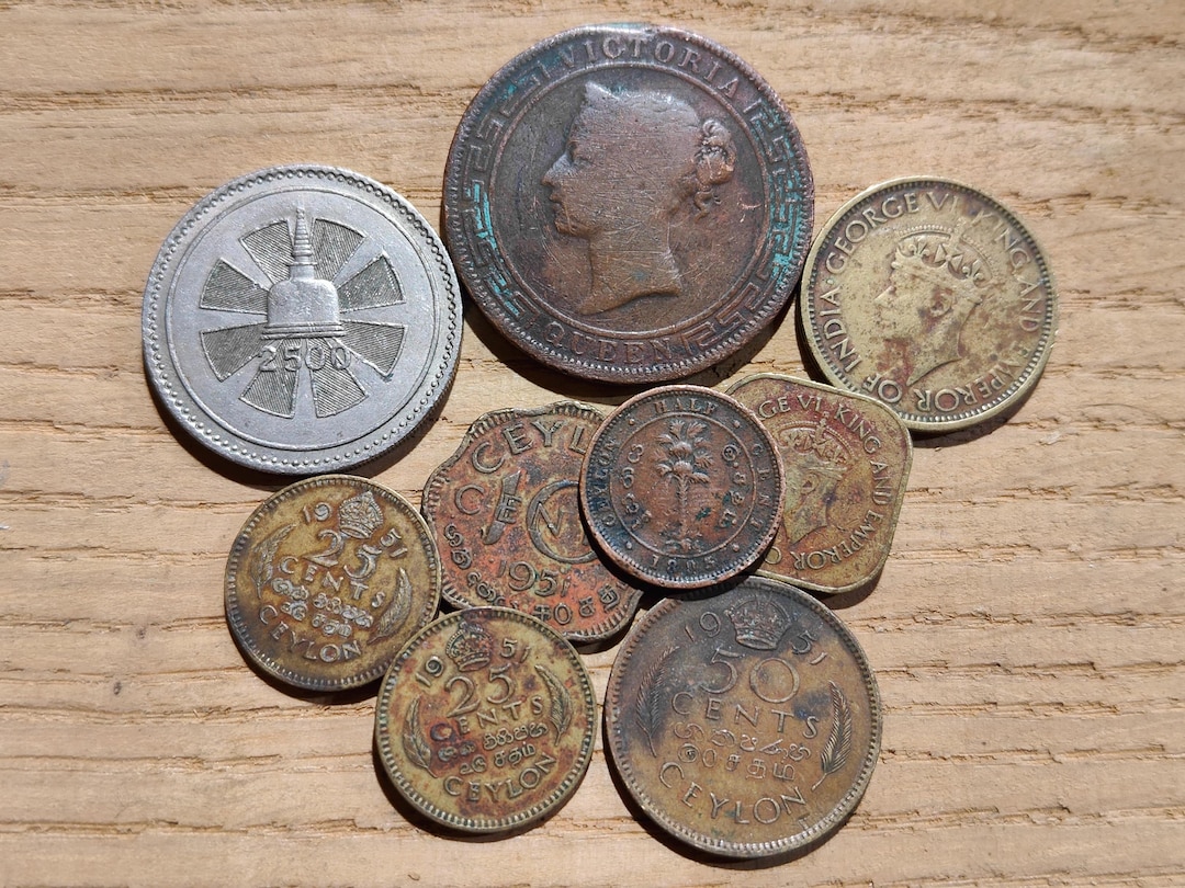 Ceylon Sri Lankan Old Coins Collection of 9 Pcs Under British King's ...