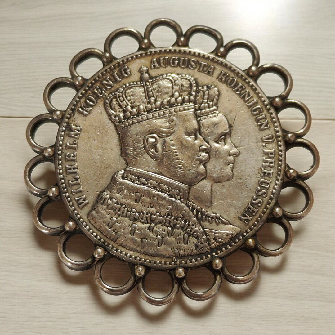 German Prussian Wedding Thaler 1861 Handcrafted in to a Brooch ...