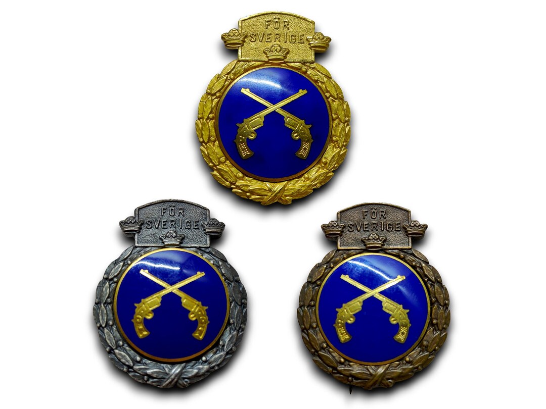 Swedish Pistol Shooting Military Badge Collection, 3 Classes - Bronze ...