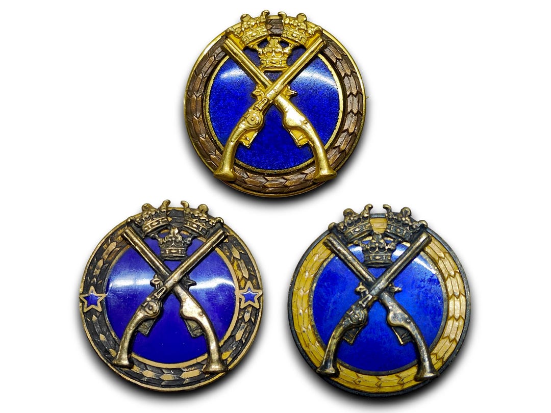 Swedish Pistol Shooting Military Badge Collection, 3 Classes - Bronze ...
