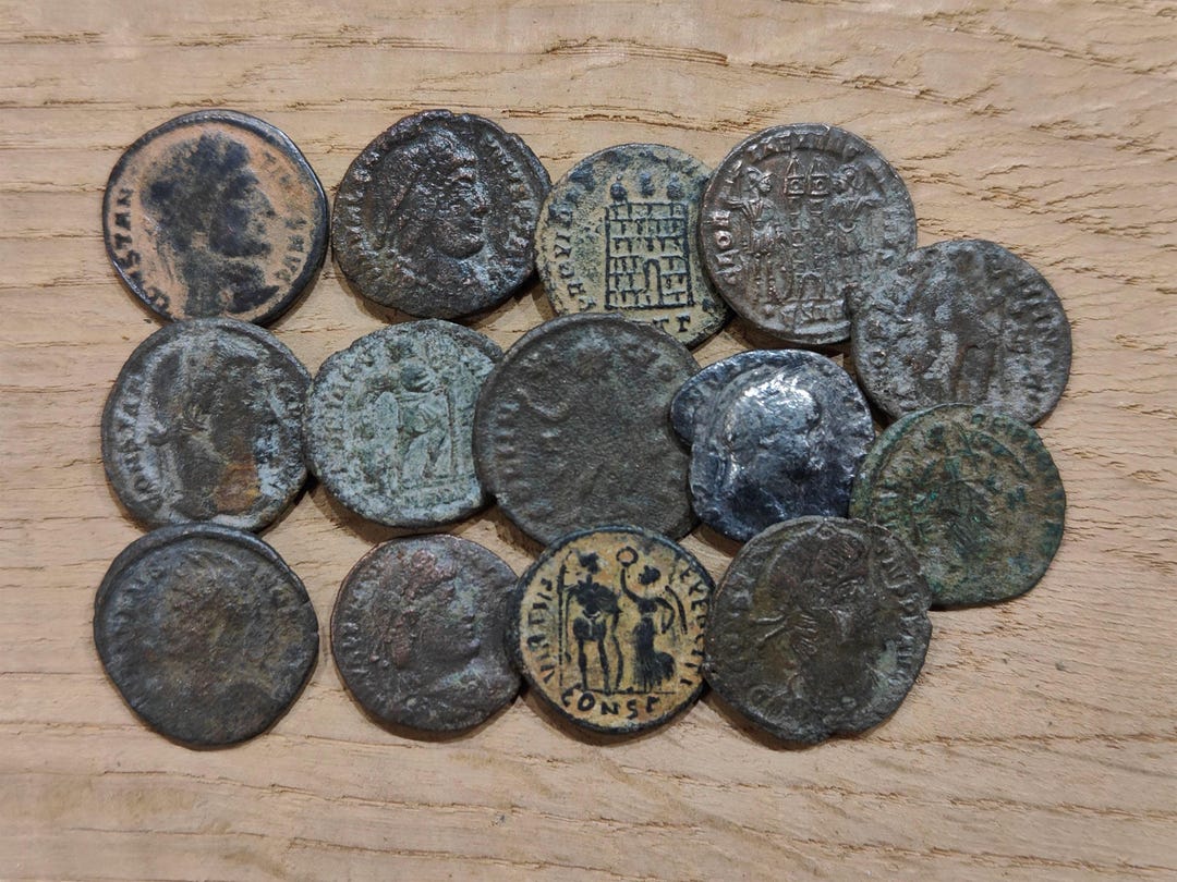 Ancient Roman Bronze Coins Artifact 300A.D. Authentic Rare 14 Numismatic Coins 1600+ Years Roman ...