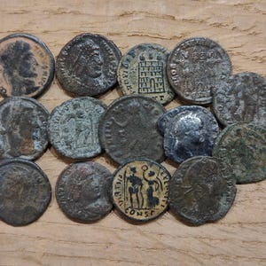 Ancient Roman Bronze Coins Artifact 300A.D. Authentic Rare 14 Numismatic Coins 1600+ Years Roman ...