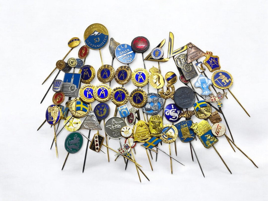 Vintage Pins Collection From Estate Various Nordic Civilian and Sports ...