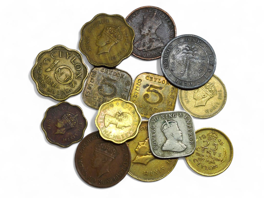 Ceylon Sri Lankan Old Coins Collection of 13 Pcs Under British King's ...