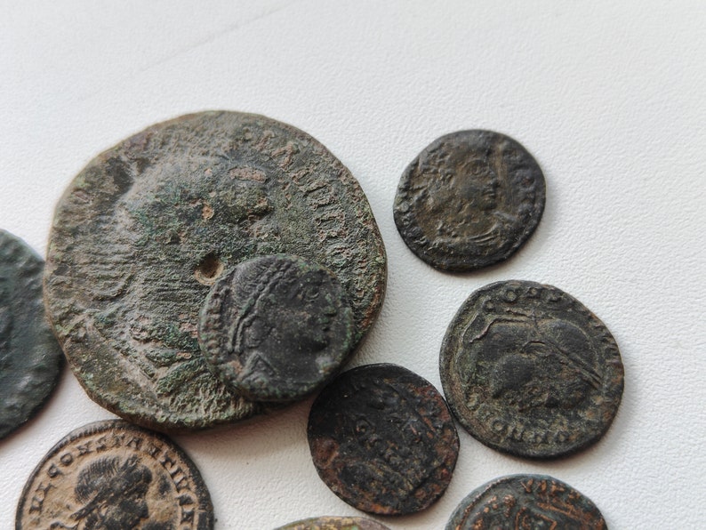 Lot Ancient Roman Bronze Coins Artifact 300A.D. Authentic 1600 Years ...