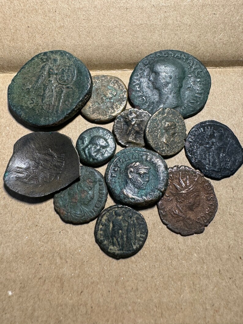 Ancient Roman Authentic Bronze Coins Lot of 12. Various Periods and ...