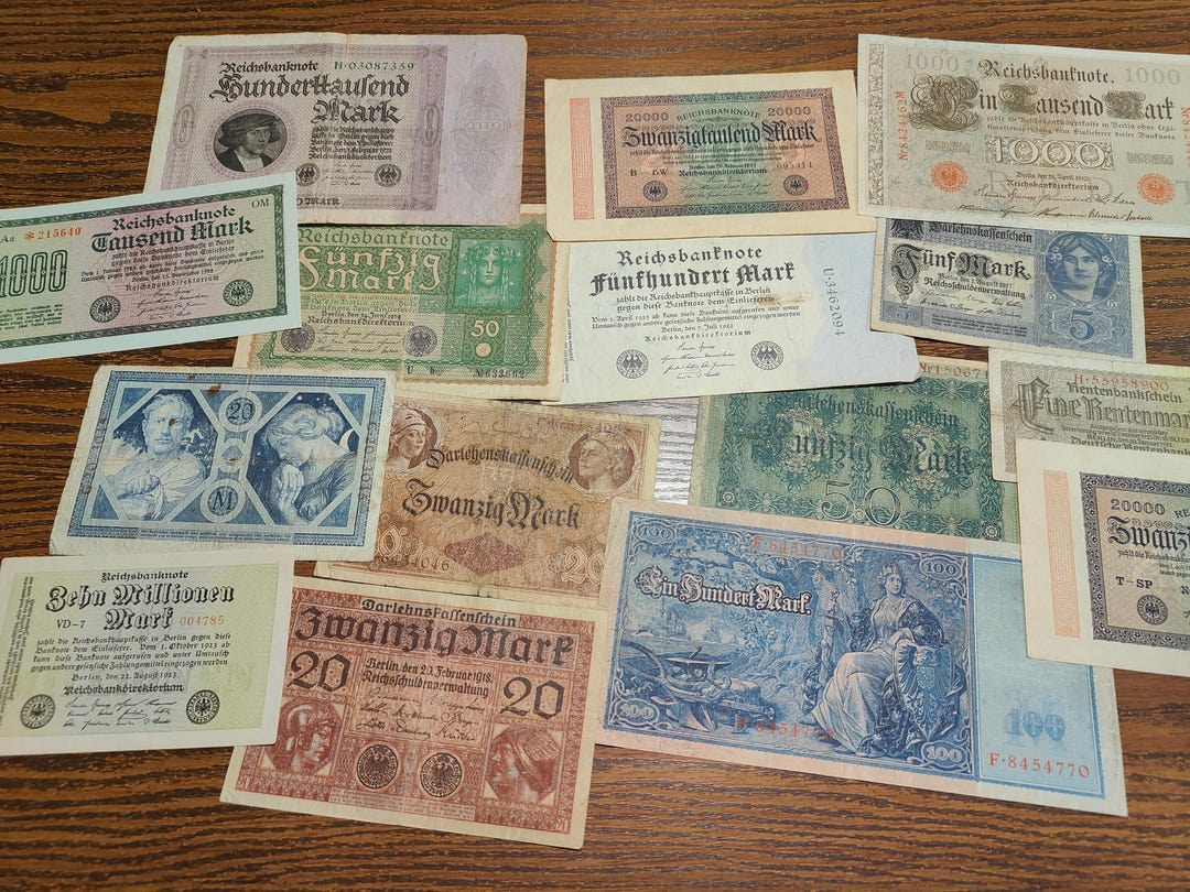 Lot German Old Banknotes 15 Pieces 1920's Various Authentic Mark and ...