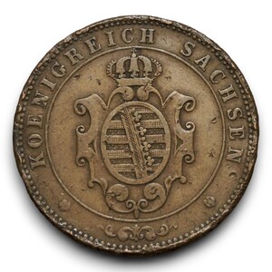 Old German Saxony Coins 1+2+5 Pfennige and 1 Silver Groschen 1860's ...