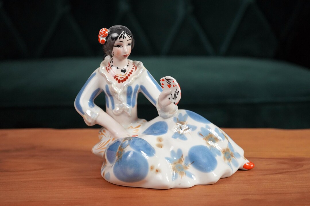 Vintage Gipsy Porcelain Lady / Hand Painted Woman Figurine / Sculpture ...