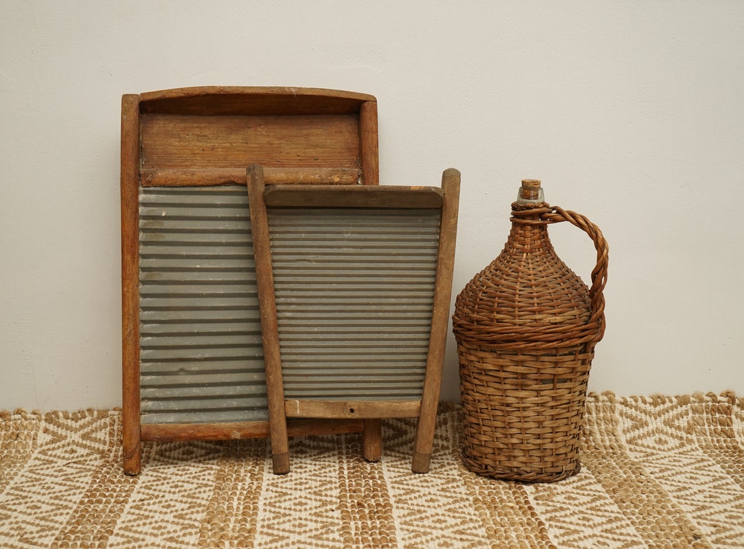 Vintage Washboard Metal and Wood / Farm House / Set of 2 / Garden Decor ...