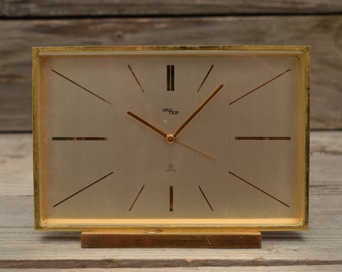 Vintage Rare Imhof Swiss Desk Clock / Mid Century / Mechanical Clock ...