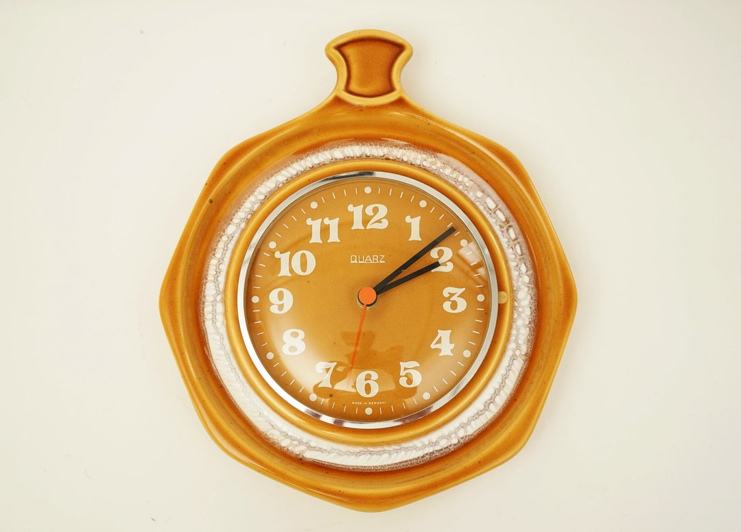 Vintage Mustard Fat Lava Wall Clock / Ceramic Quartz Clock / Germany ...