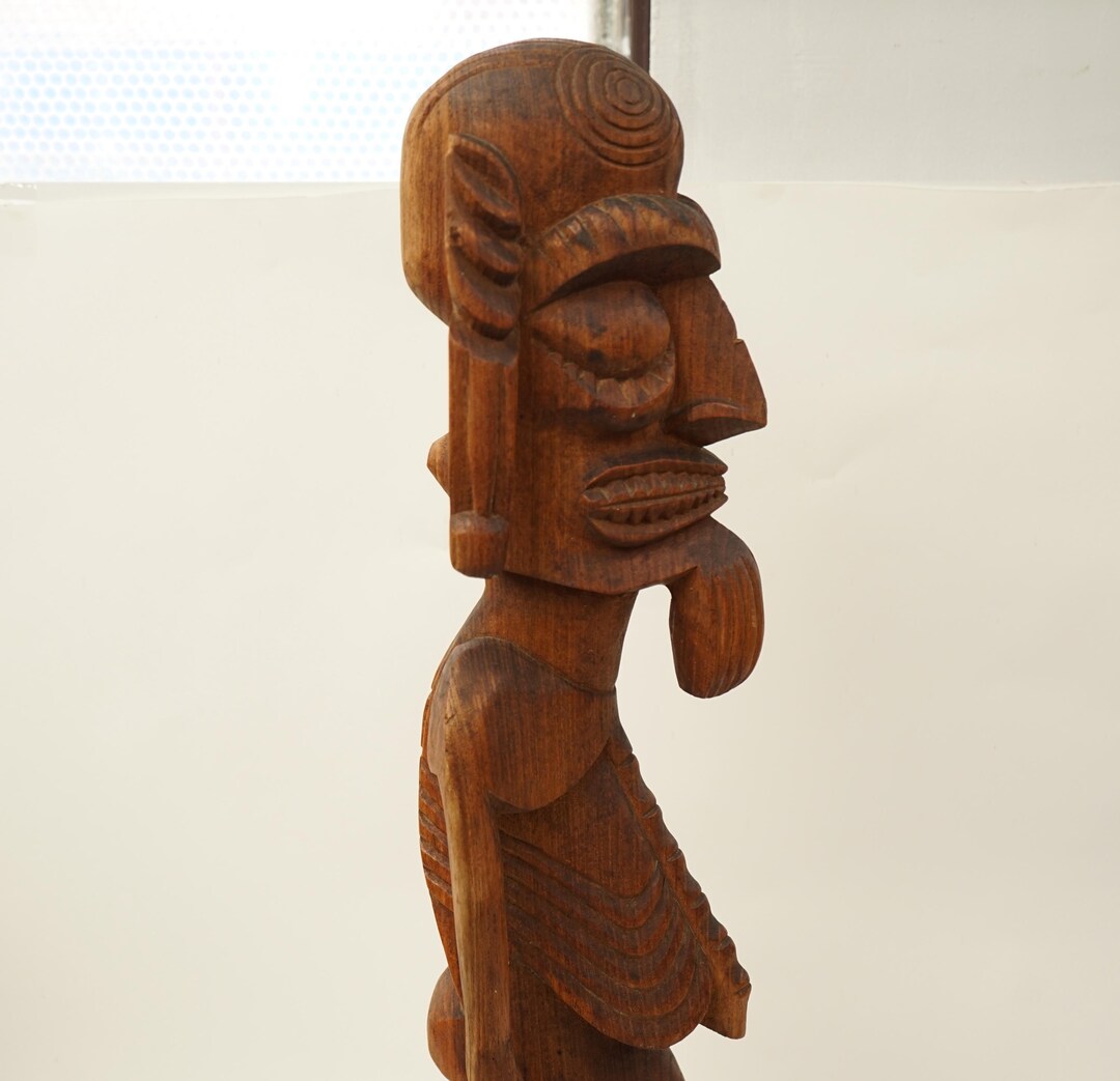 Vintage Wood Easter Island Moai Kavakava Statue / Hand Carved / Wooden ...