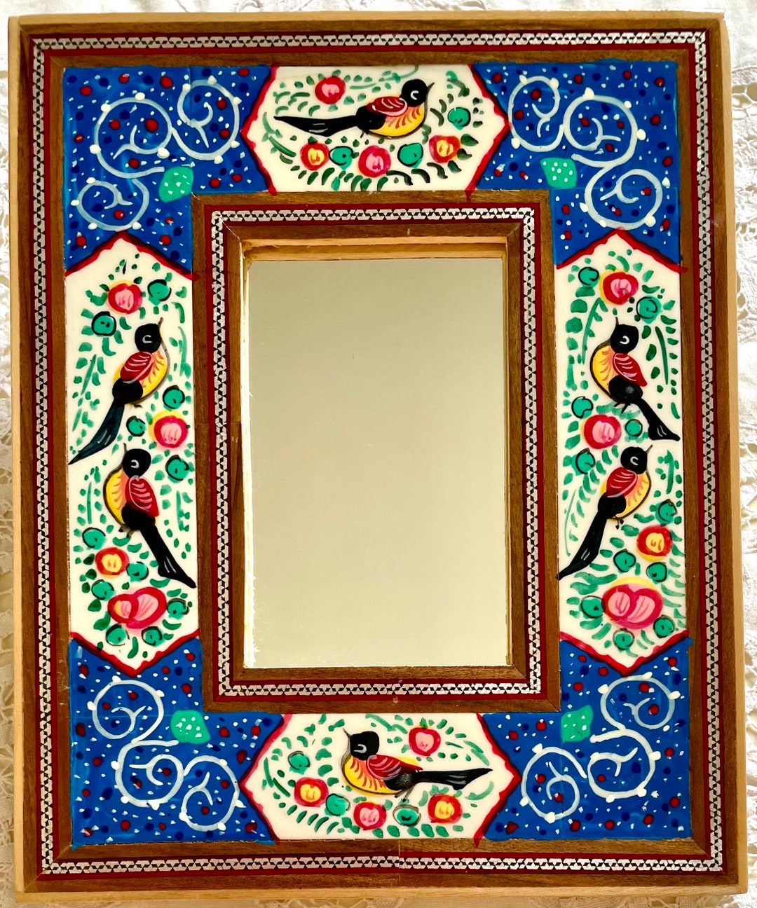 Handcrafted Wooden Inlay Mirror Frame: Persian Khatamkari Art - Etsy