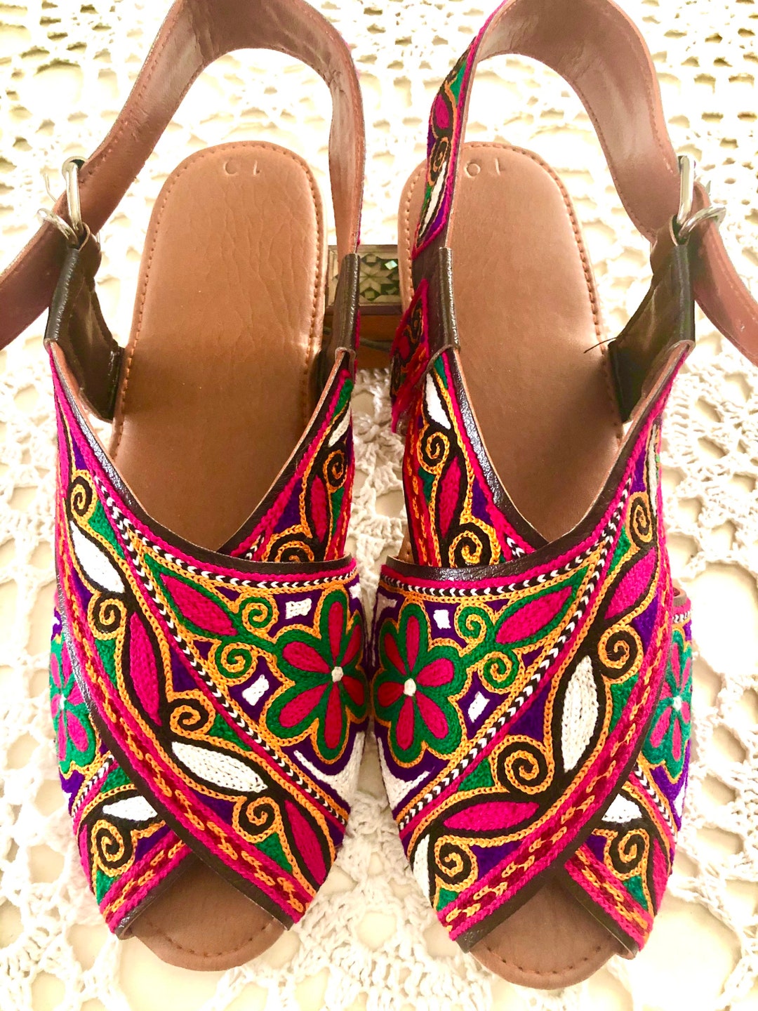 Hand Embroidered Leather Sandal: Pakistani Peshawari Chappal - Spring ...