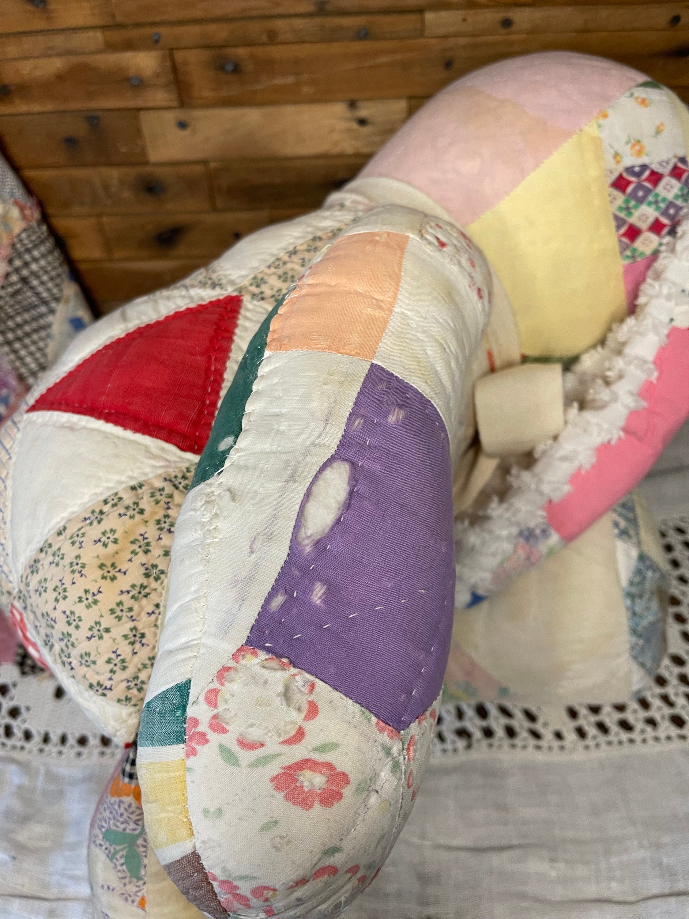 Vintage Quilt and Chenille Rabbit Primitive Collectable Handmade ...