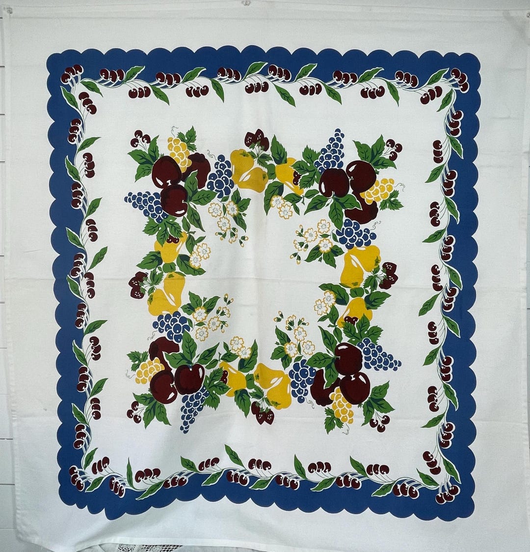 Apple Cherry Pear Grapes Fruit Tablecloth - Etsy