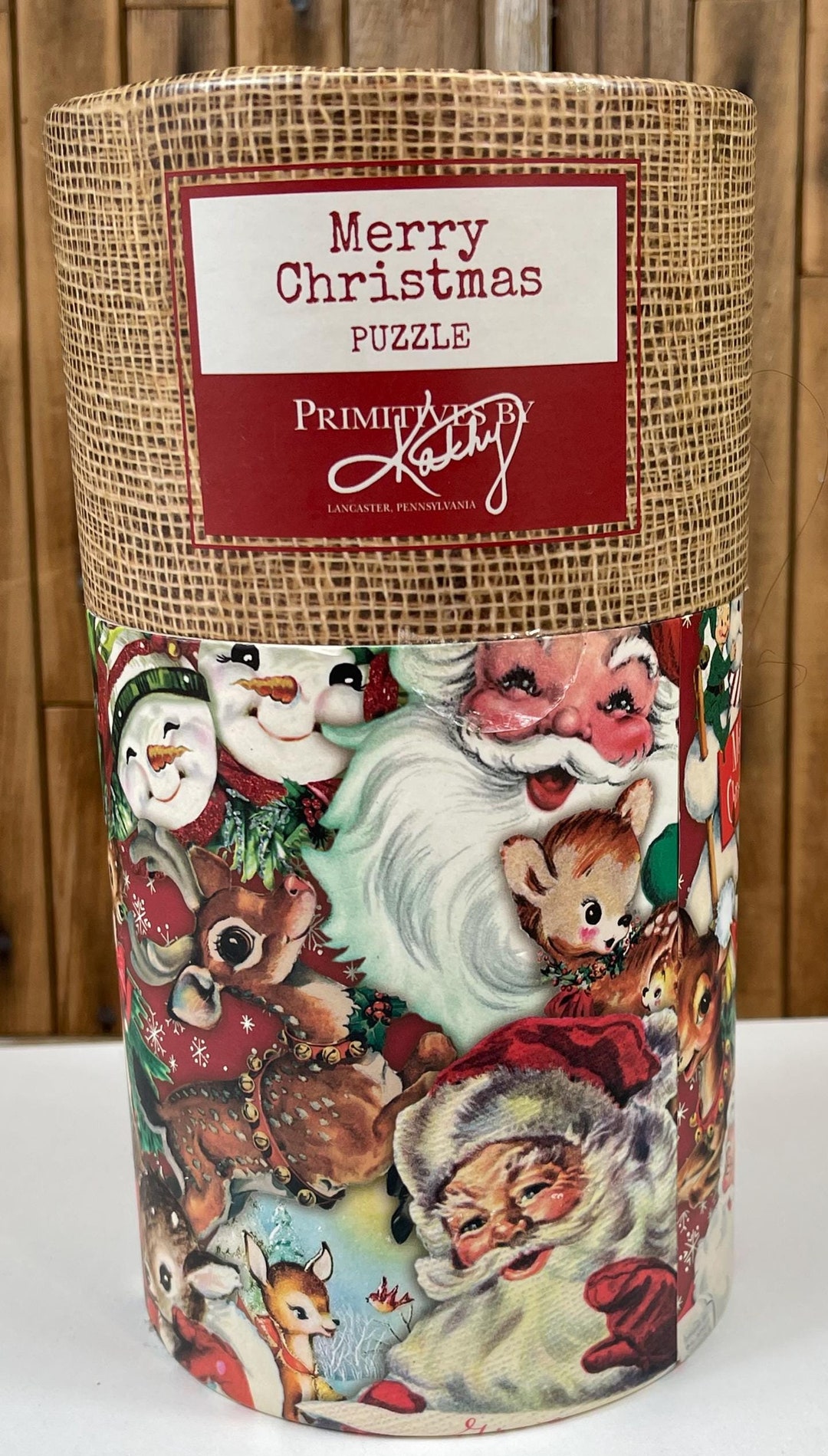 Retro Santa and Friends Merry Christmas Puzzle by Primitives by Kathy ...