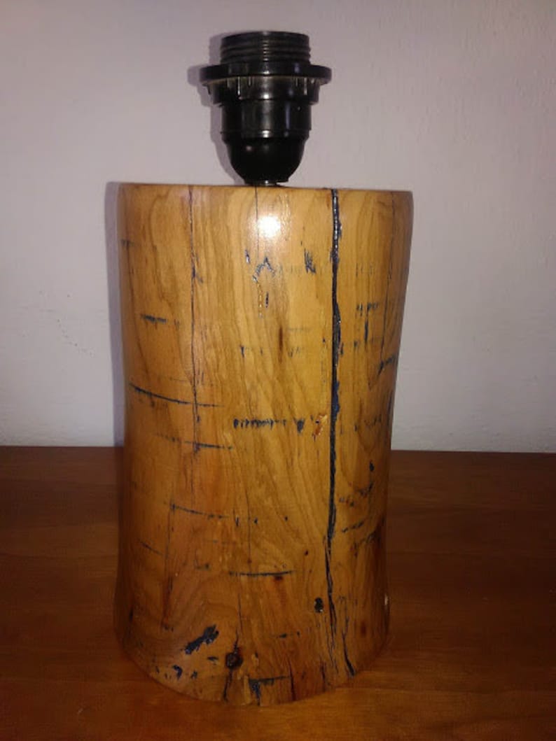 Table desk lamp plum with insect boring and paint | Etsy