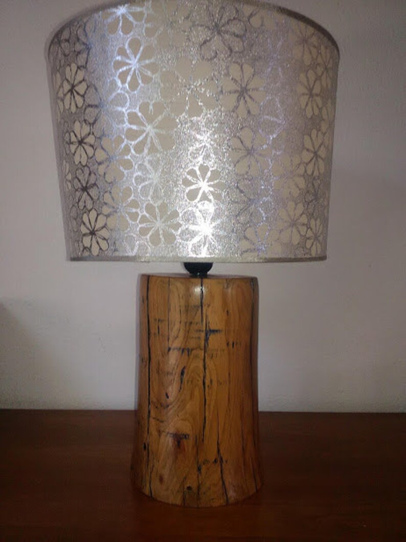 Table Desk Lamp Plum With Insect Boring and Paint - Etsy