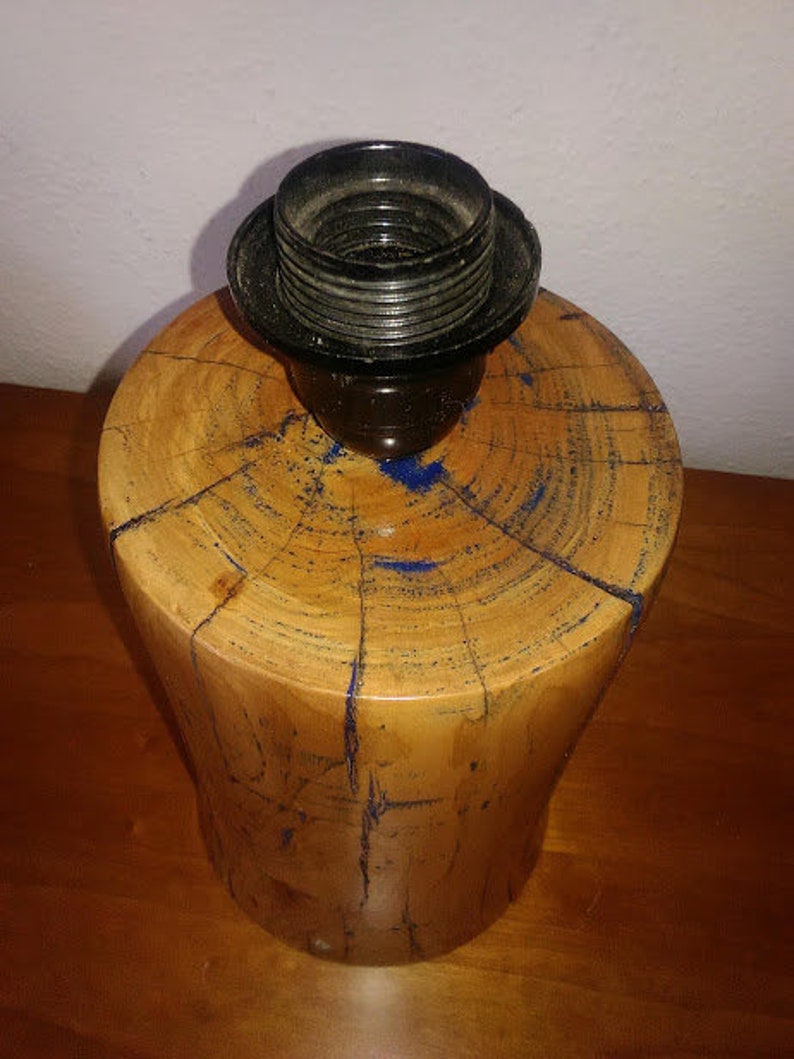 Table Desk Lamp Plum With Insect Boring and Paint - Etsy