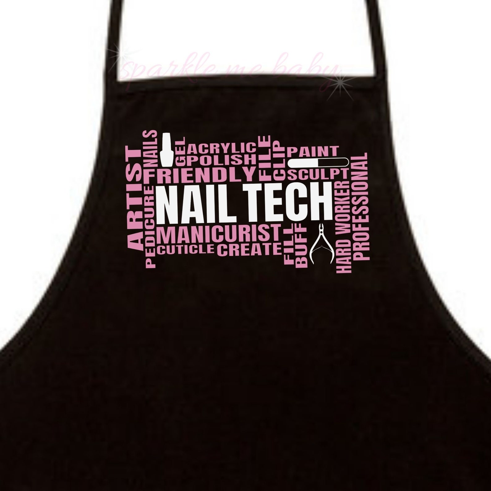 Nail Tech Adult Apron in Black Customized by SparkleMeBaby2u | Etsy
