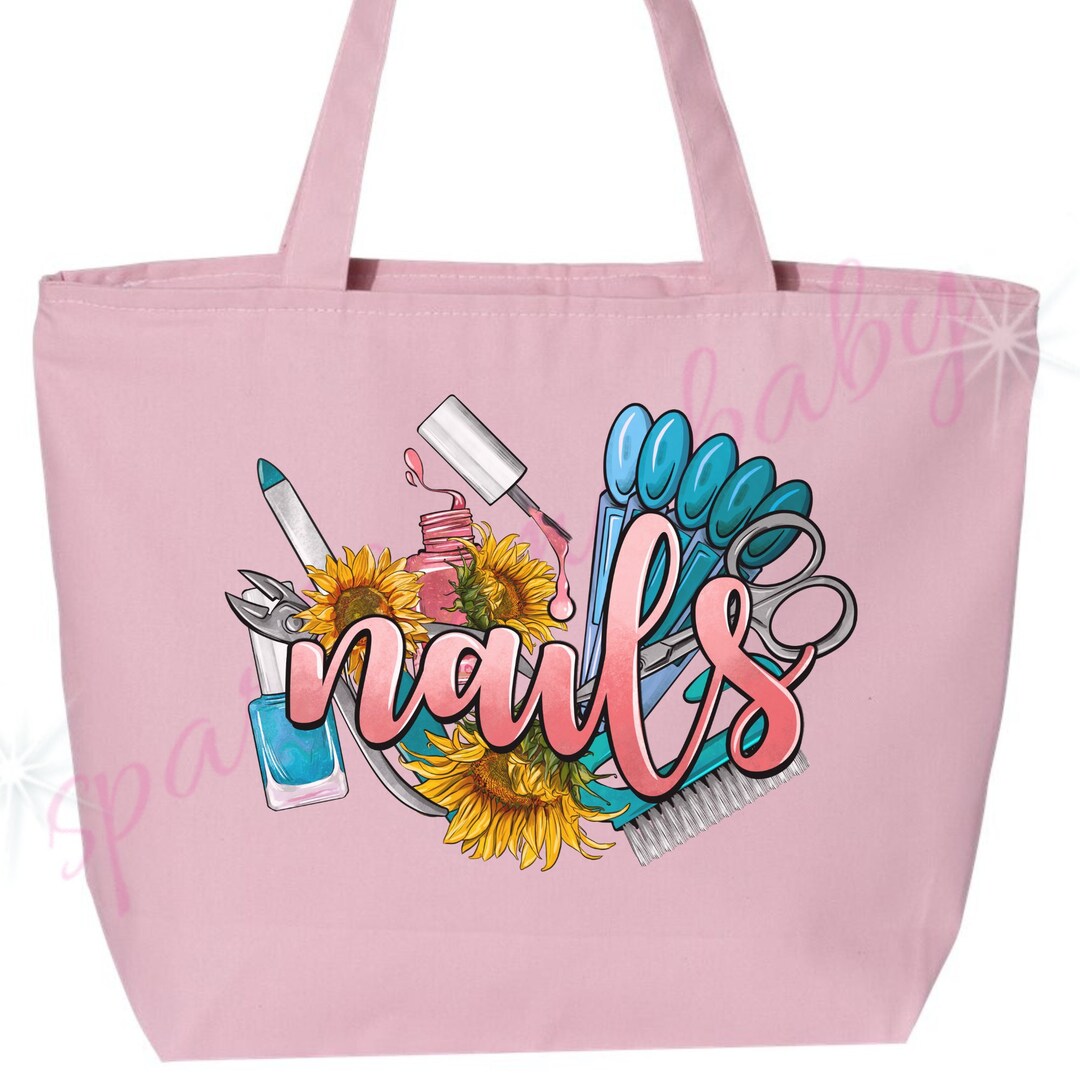 Nails Tote Bag in Pink or Black ~ Nail Tech Canvas Bag - Etsy