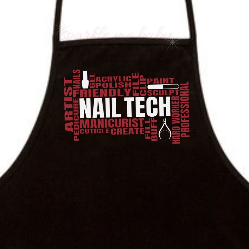 Nail Tech Adult Apron in Black - Customized by Sparklemebaby2u - Etsy