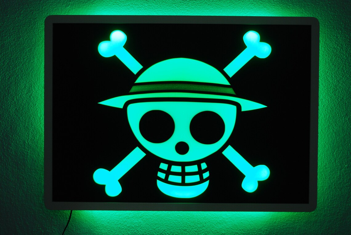 One Piece Straw Hat Pirates Flag Led Wall Decoration - Etsy