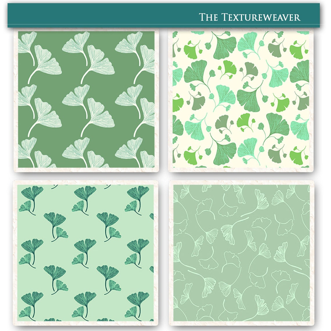 Ginkgo Leaves Digital Papers, Ginko Illustration,clam Shell Patterns ...