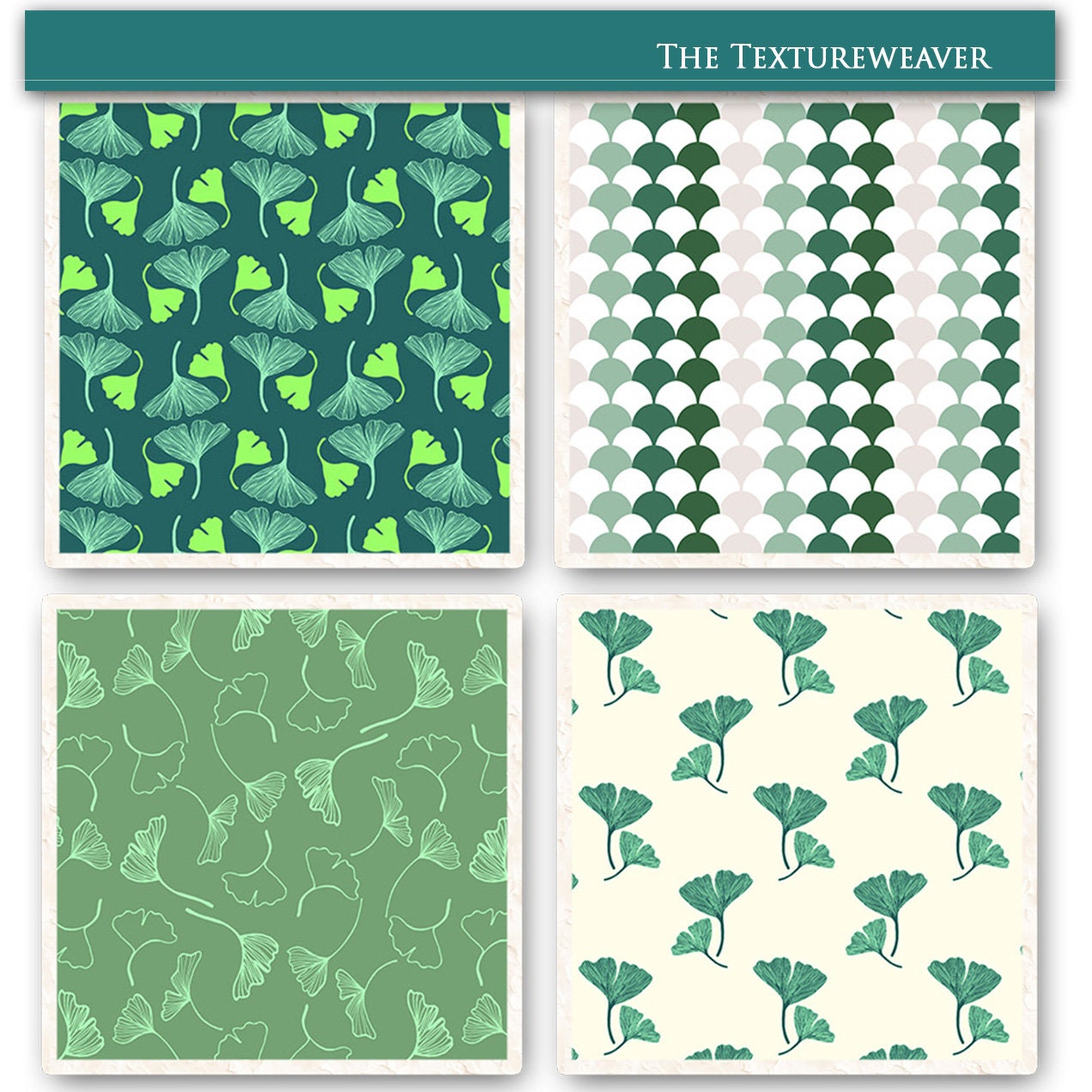 Ginkgo Leaves Digital Papers, Ginko Illustration,clam Shell Patterns ...