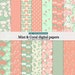 Digital Papers Mint and Coral-shabby Chic Quatrefoil-flower-butterflies ...