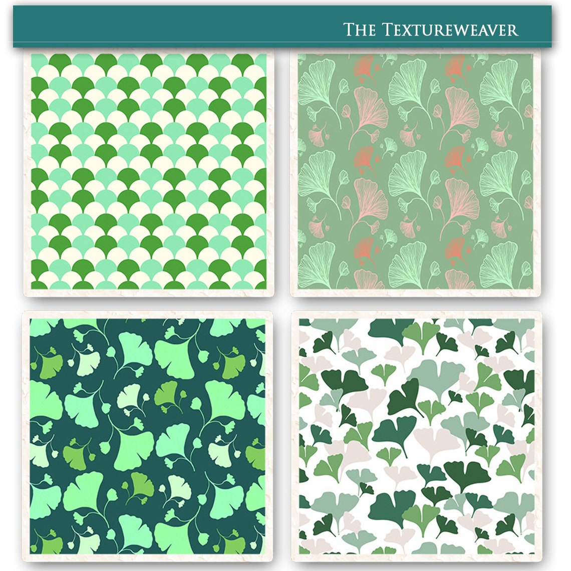 Ginkgo Leaves Digital Papers, Ginko Illustration,clam Shell Patterns ...