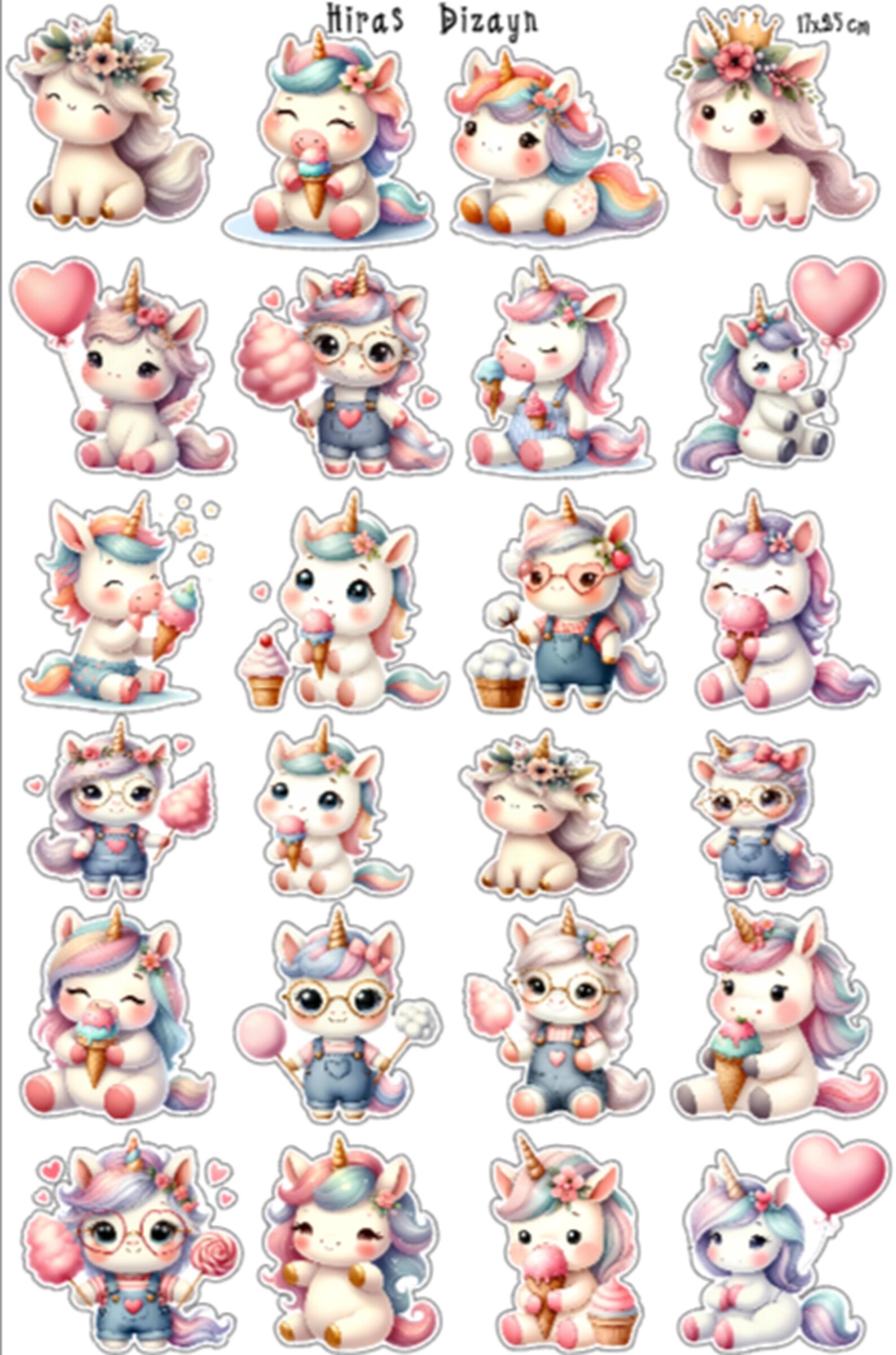 Printable/digital Sticker Sheet Unicorn Themed Digital Sticker Sheet ...