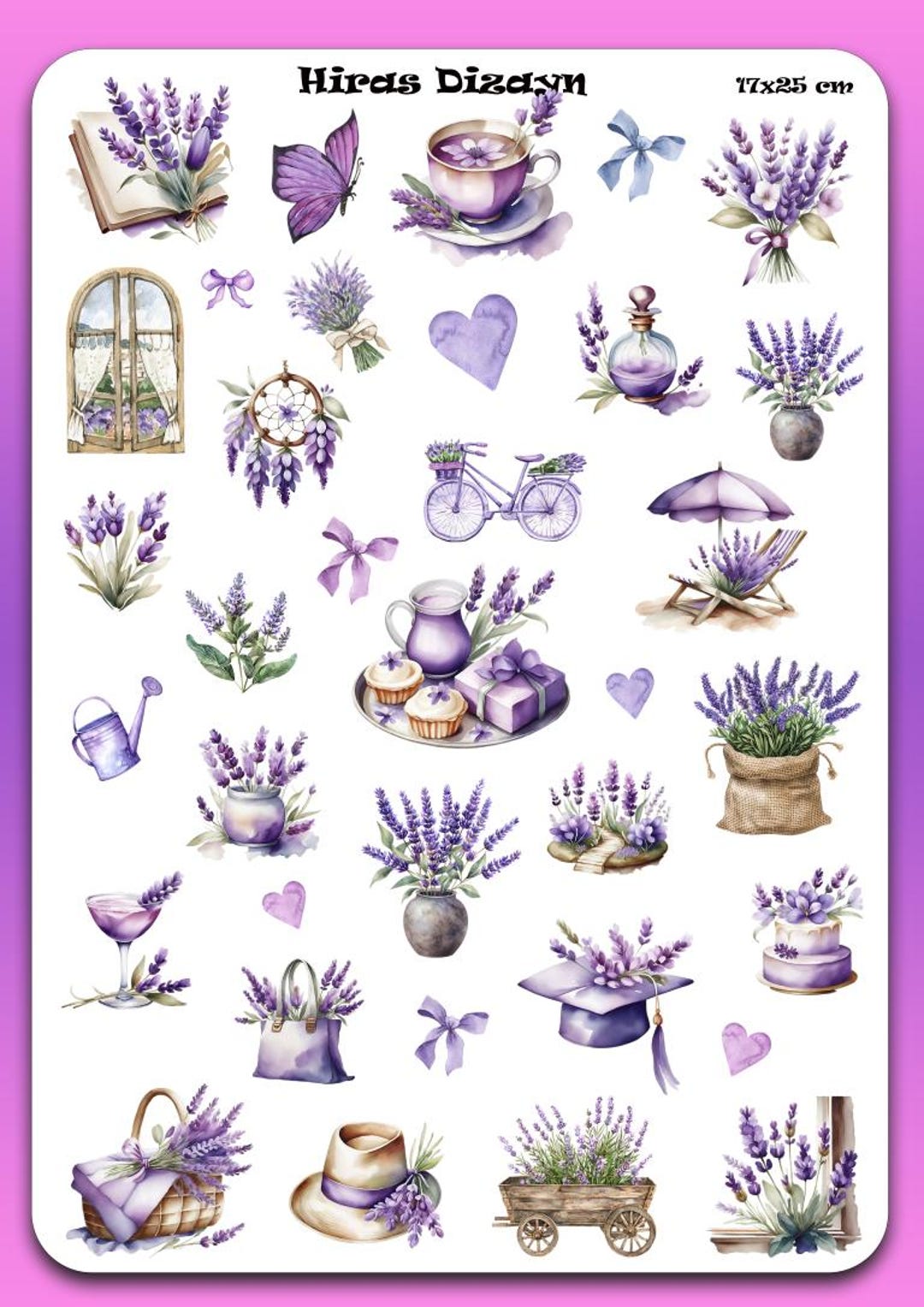 Lavender Flowers Stickers Cozy Scrapbook Planner Digital Download - Etsy
