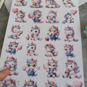 Printable/digital Sticker Sheet Unicorn Themed Digital Sticker Sheet ...