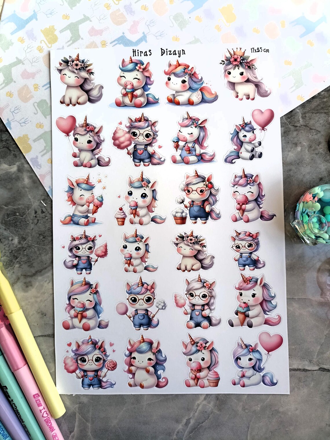 Printable/digital Sticker Sheet Unicorn Themed Digital Sticker Sheet ...