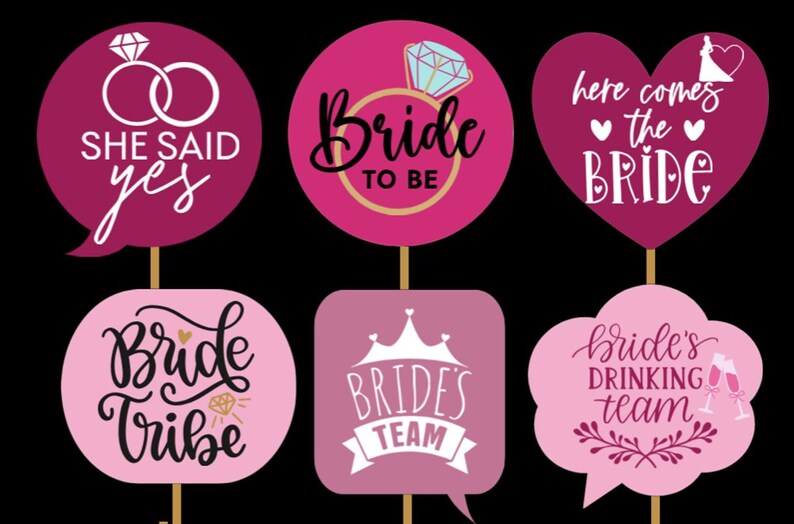 Bachelorette Party Photo Booth Props Speech Bubbles Bride Photo Booth ...