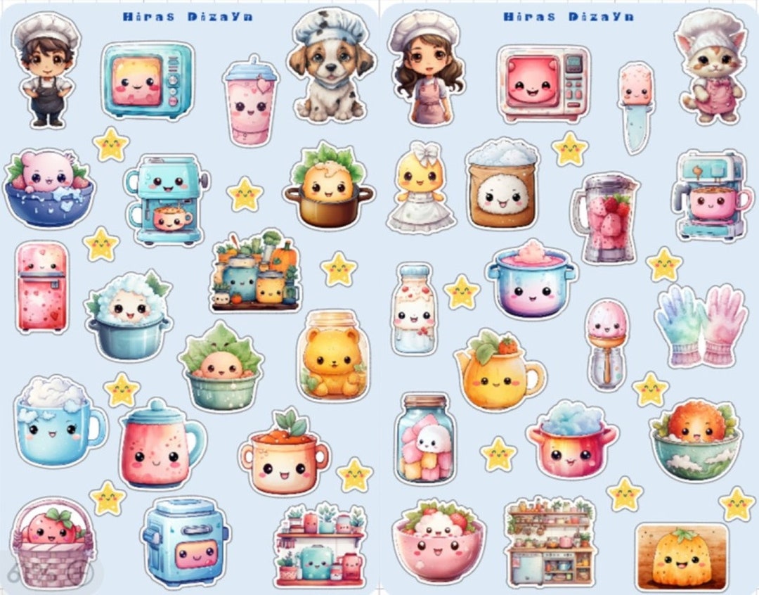 Kawai Sticker Label Cute Kitchenware Kawai Stickers 51pcs Stickers 2 ...