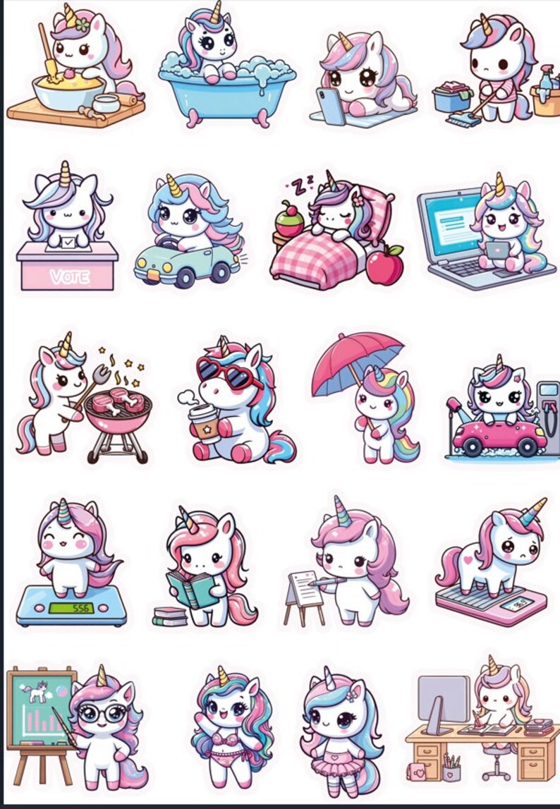 Printable/digital Sticker Sheet Unicorn Themed Digital Sticker Sheet ...